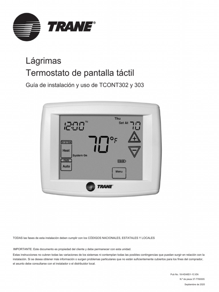 Termostato Trane Area de Crosaint- Traducido | PDF | Termostato | Bomba ...