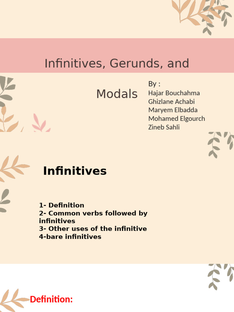 Infinitives, Gerunds, and Modals 25 | PDF | Verb | Grammar