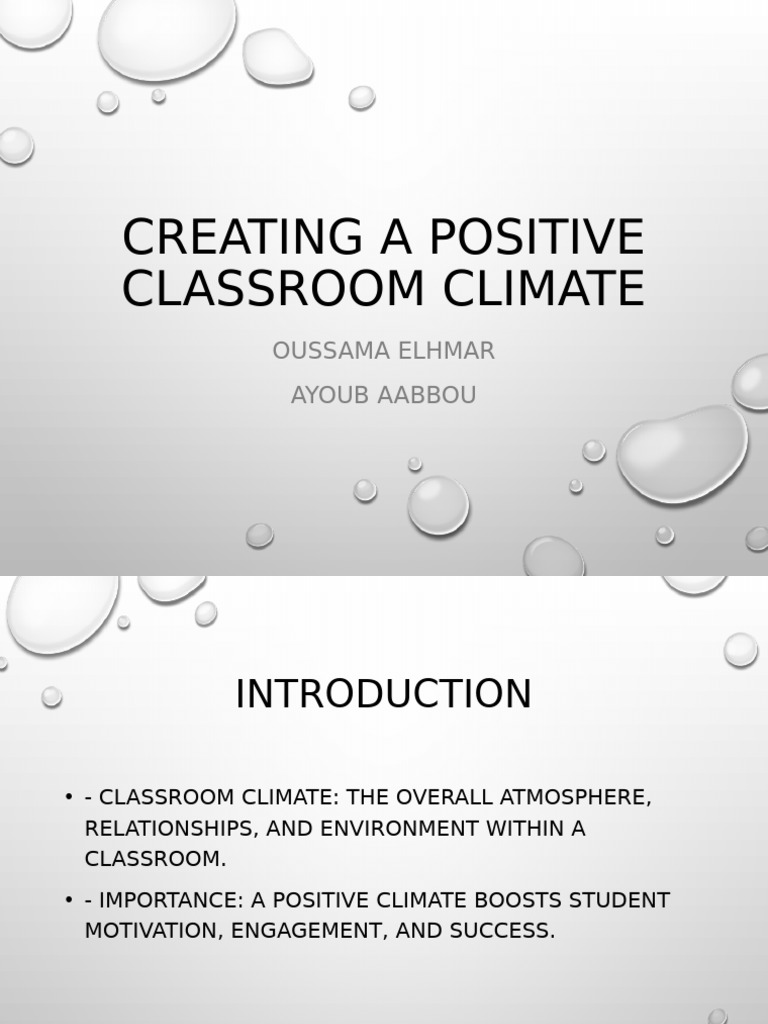 Creating A Positive Classroom Climate | PDF