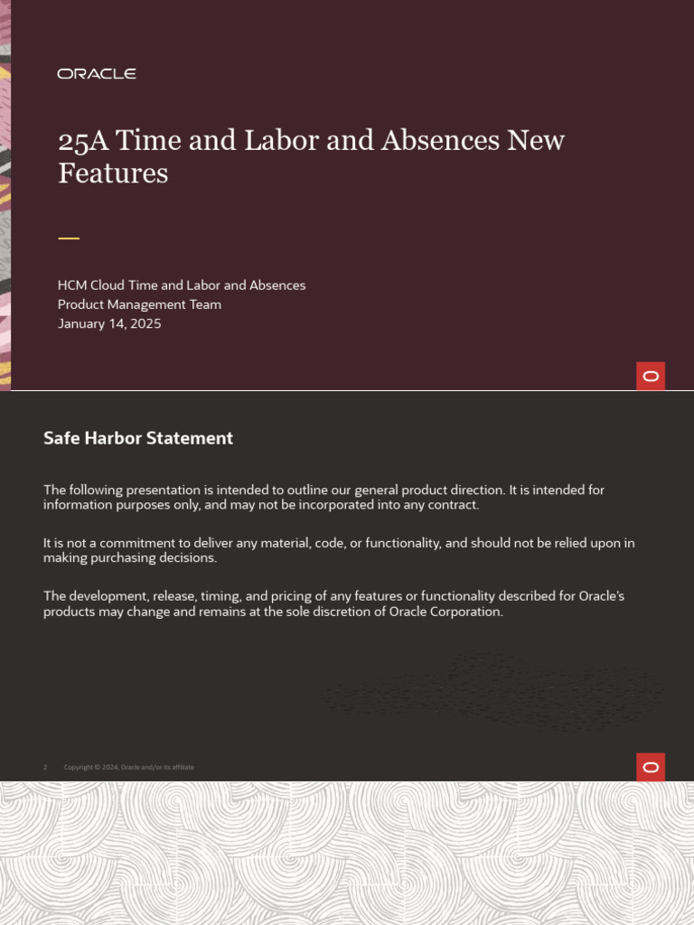HCM - Absences & Time and Labor Features For Release 25A | PDF | Oracle ...