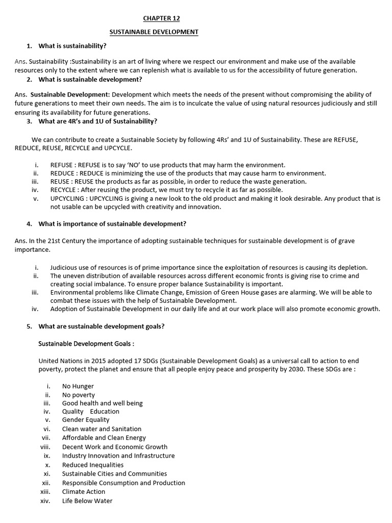 Unit - V Sustainable Developement CH - 12 | PDF | Sustainability ...