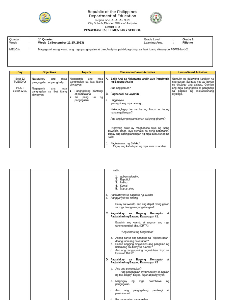 WLP-Week-2-Q1 SEPT. 11-15 | PDF