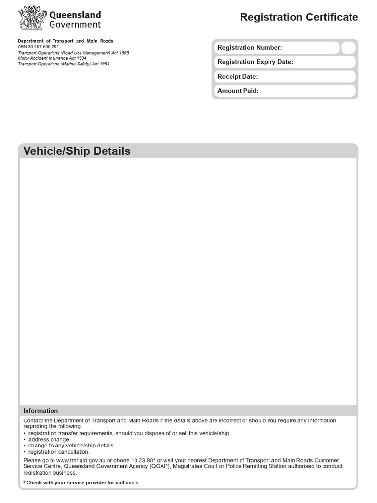 Vehicle Registration Certificate Details | PDF