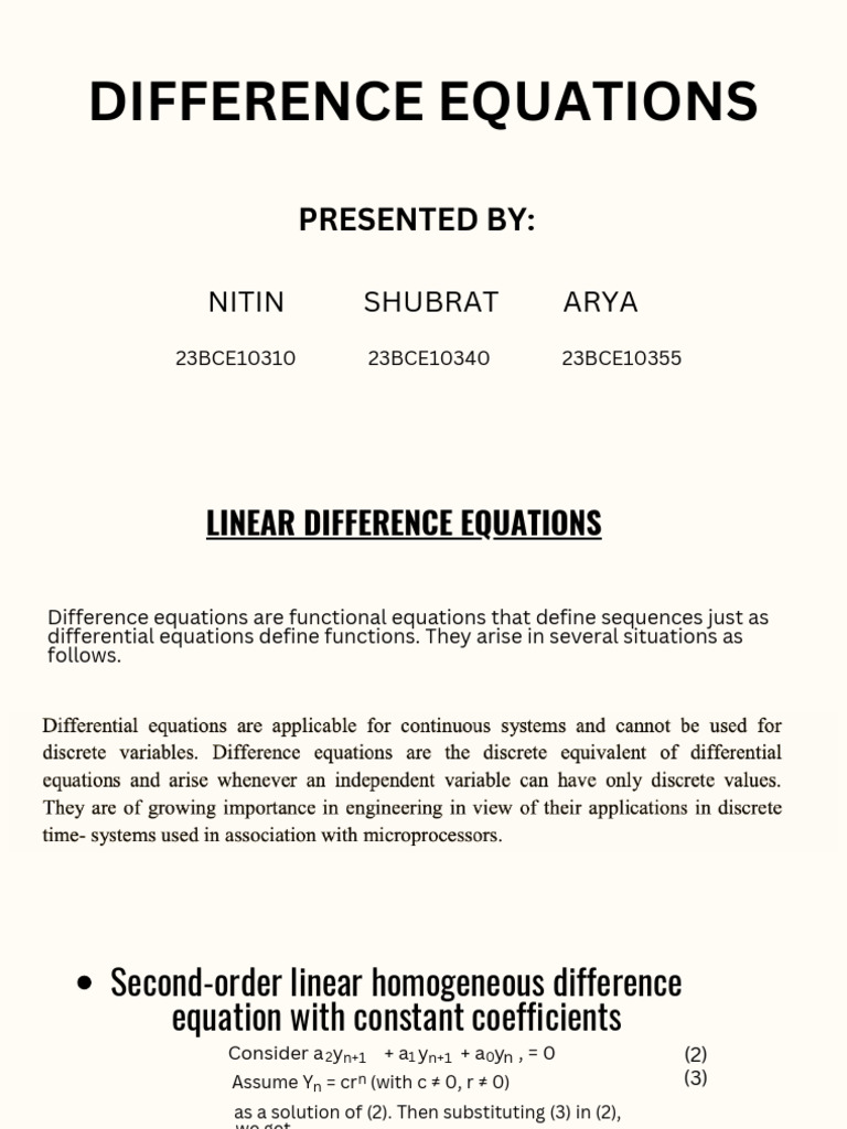 Linear Difference Equations-1 | PDF | Recurrence Relation | Mathematical Relations