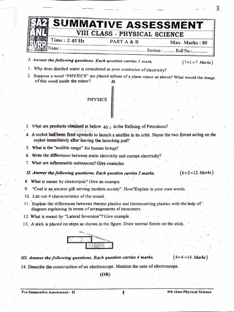 8th Grade Physical Science Assessment | PDF