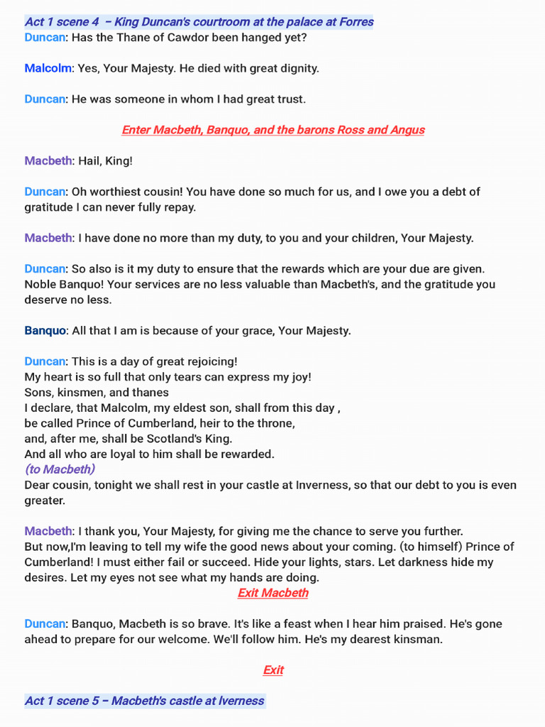 Macbeth Act 1 Summarized | PDF