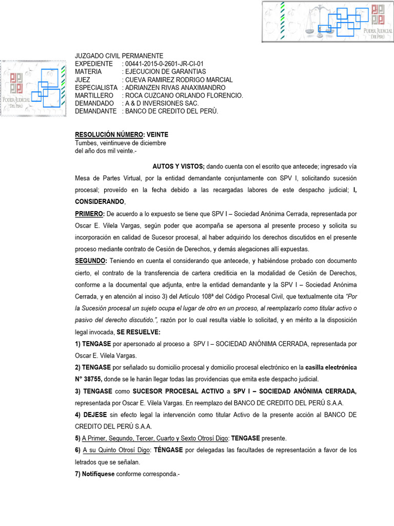 Sucesión Procesal en Ejecución de Garantías | PDF | Ley procesal | Justicia
