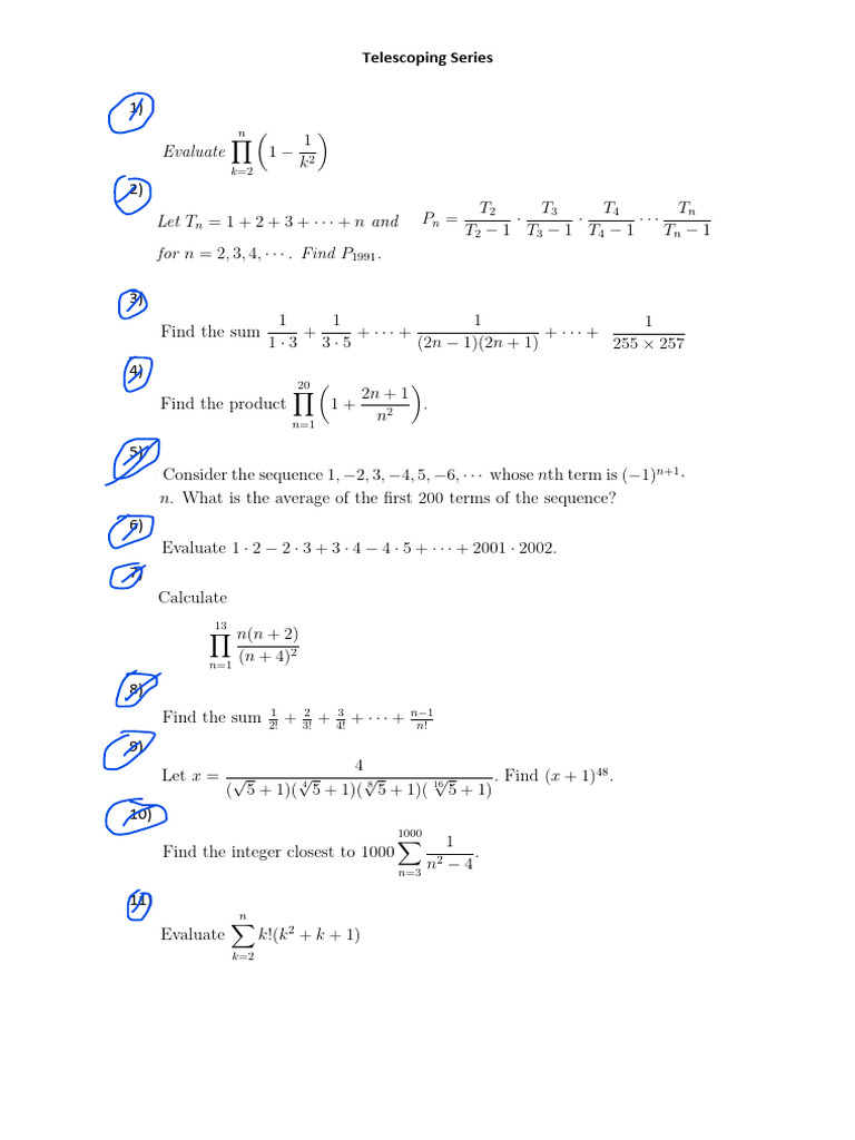Telescoping_Series | PDF | Mathematics | Competition