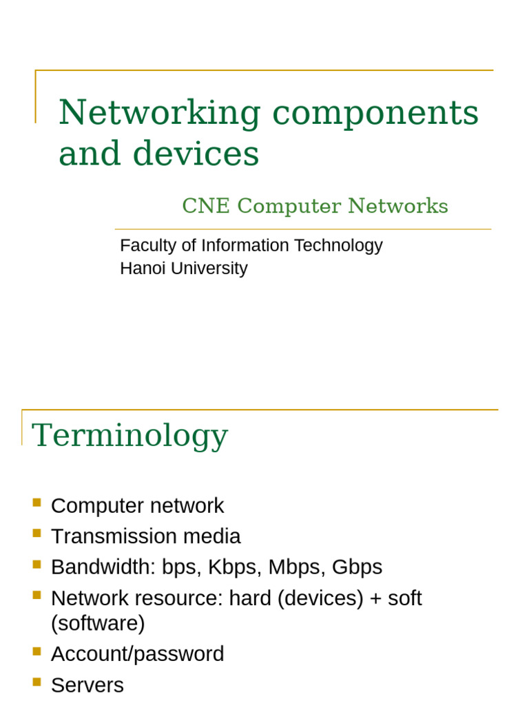 CNE Lec1 - Network Components and Devices | PDF | Computer Network | Local Area Network