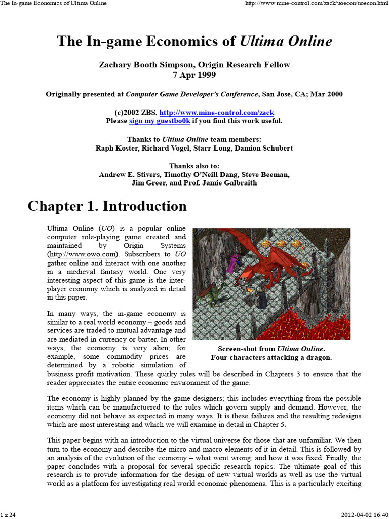 Ultima Online's In-Game Economy Analysis | PDF | Money