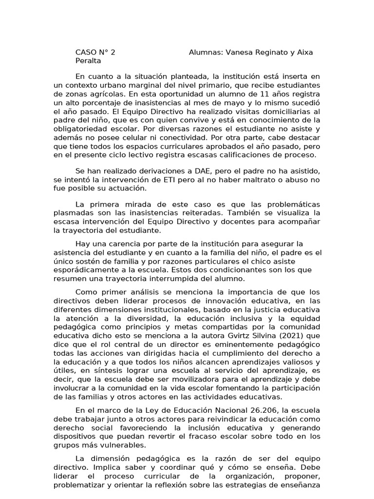 Caso N 2 | PDF | Escuelas | Enseñando