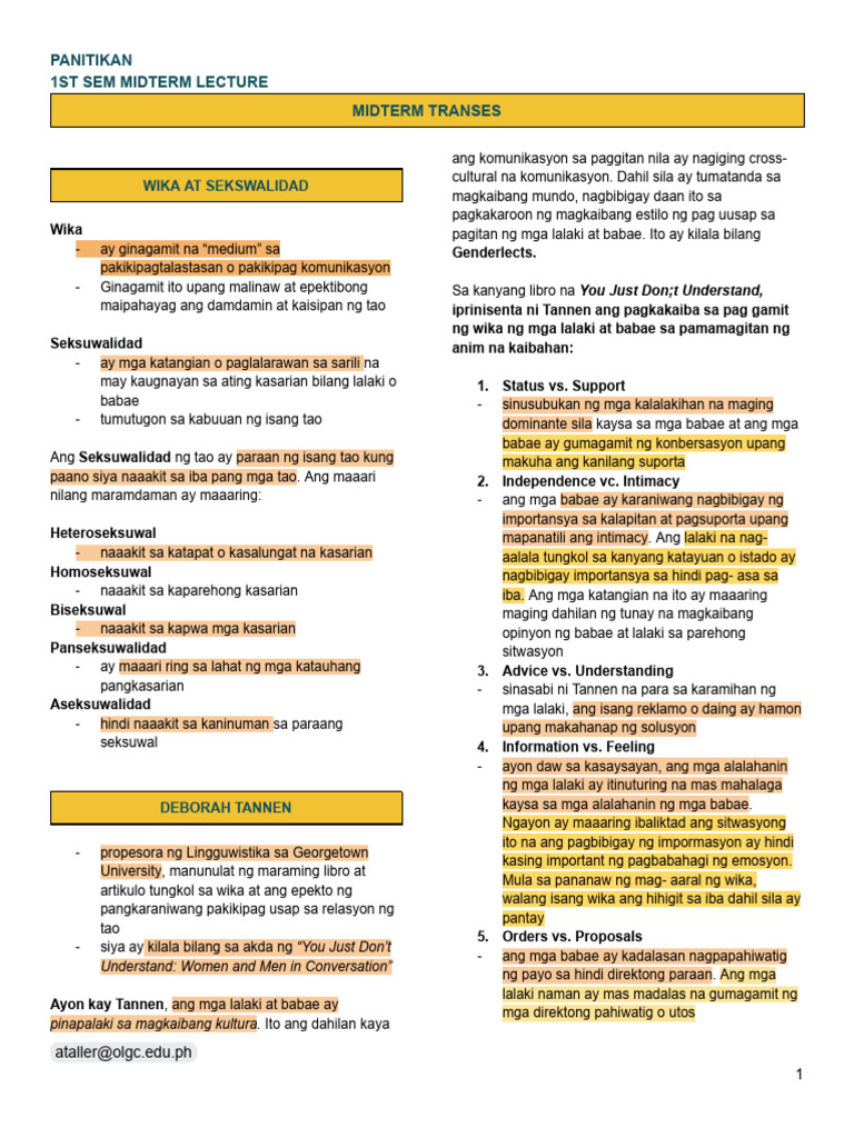 PANITIKAN MIDTERM | PDF
