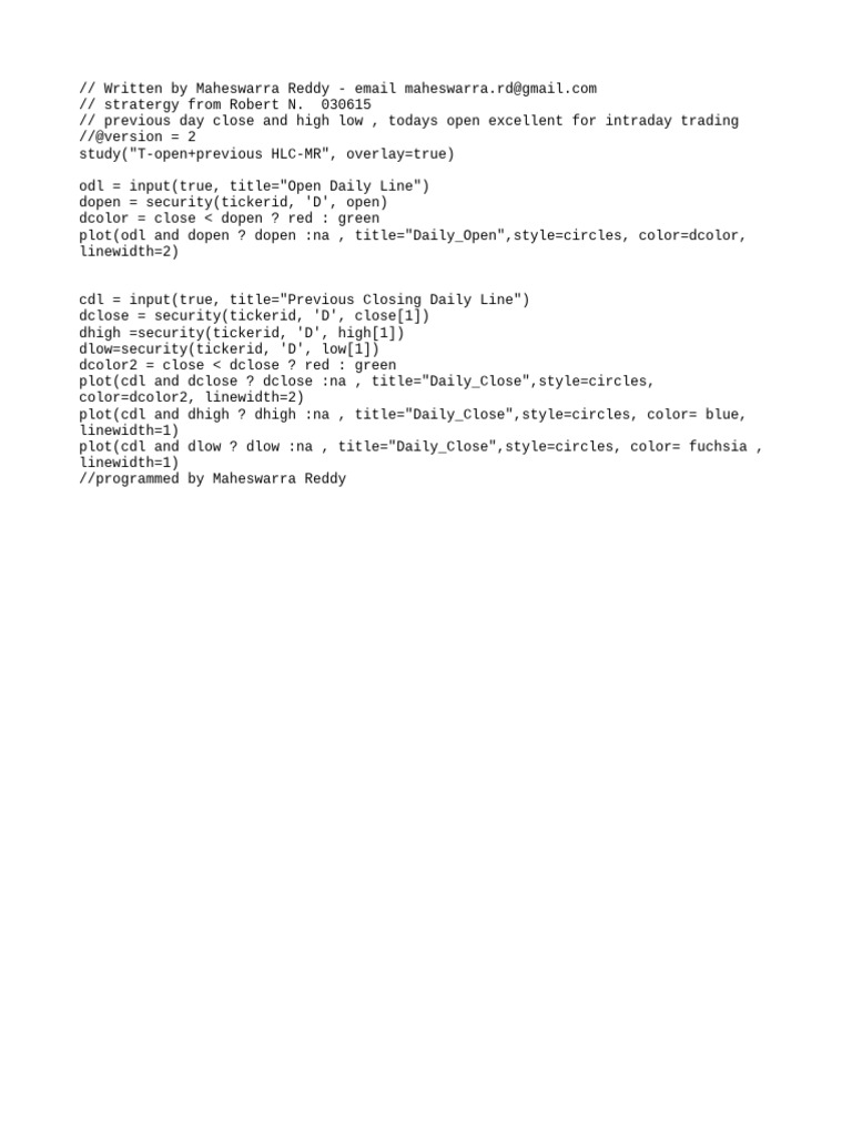 Daily Close High Low Line | PDF