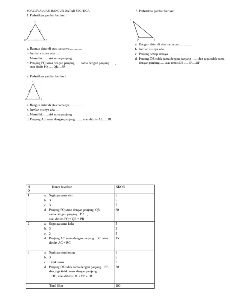 Soal Evaluasi Bangun Datar Segitiga | PDF