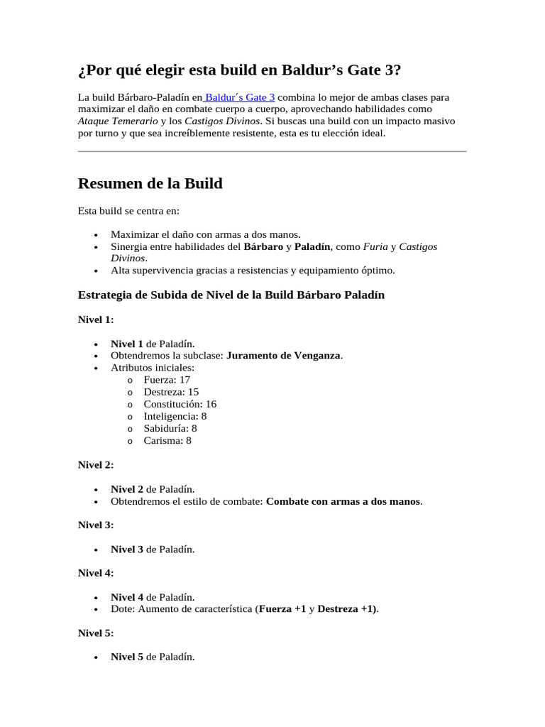 Baldur's Gate 3 - Barbaro Paladin | PDF