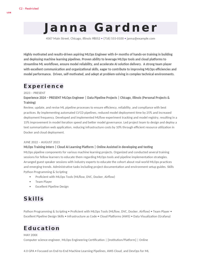MLOps Engineer Resume Overview | PDF | Cloud Computing | Machine Learning