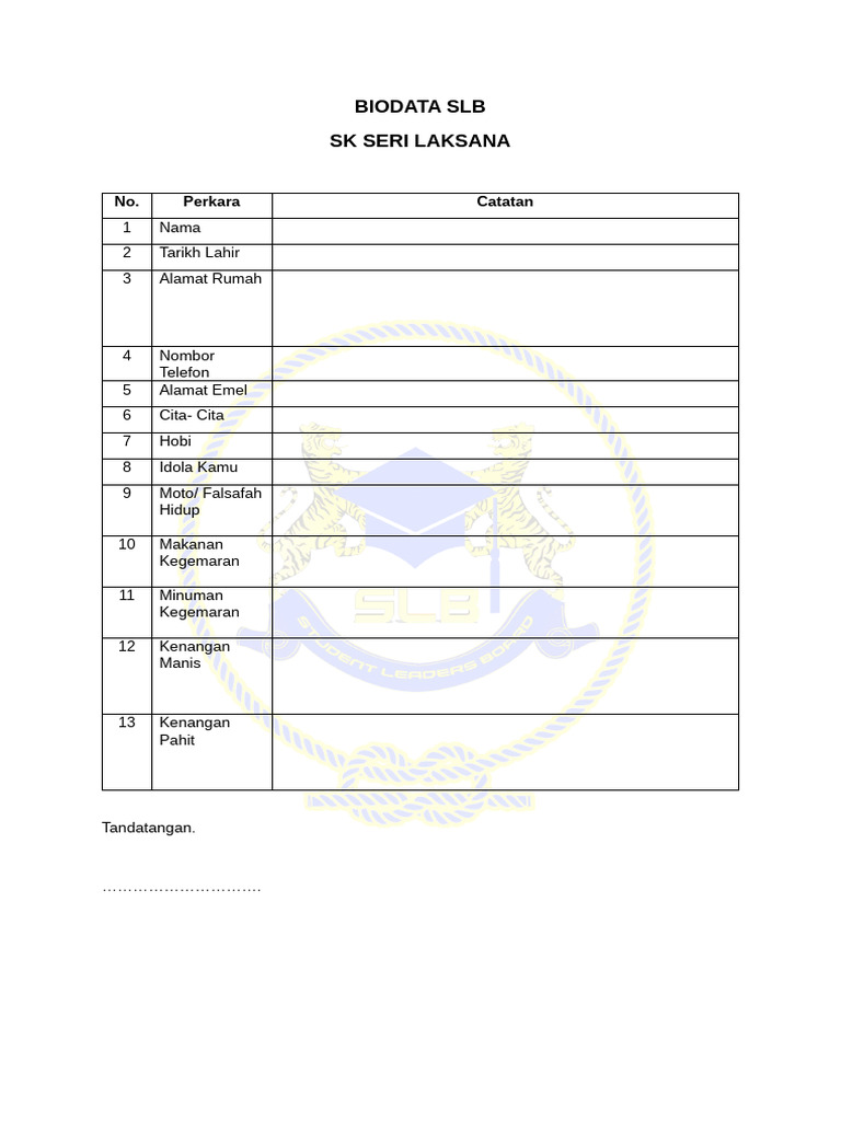 Biodata SLB | PDF