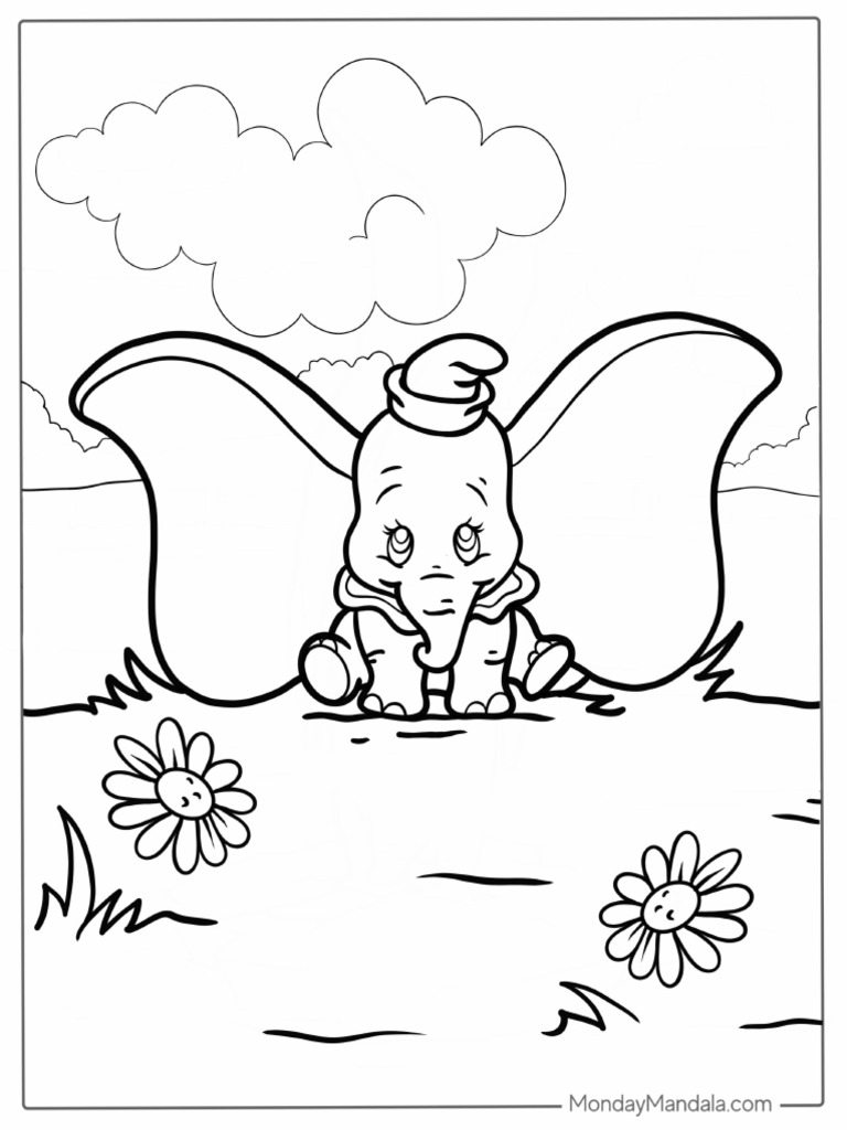 Easy Coloring Page of Dumbo The Elephant | PDF