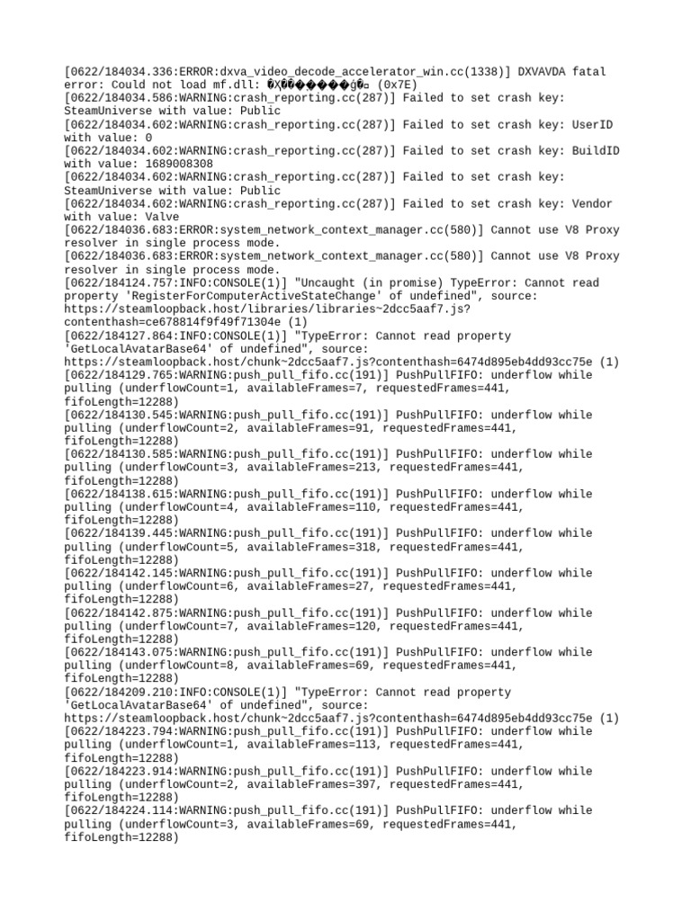 Steam Error Log Analysis and Issues | PDF | Arithmetic
