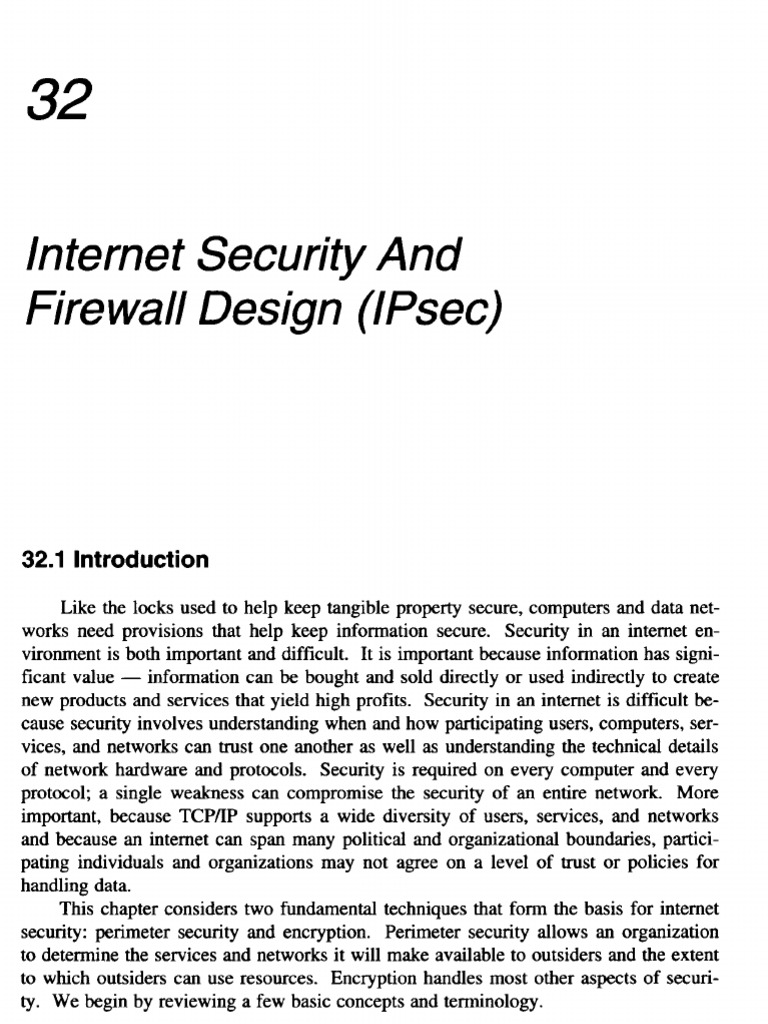 A Comprehensive Overview of Internet Security Protocols and Firewall Design with a Focus on ...