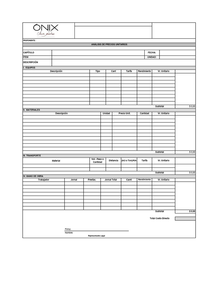 Formato de APUs | PDF