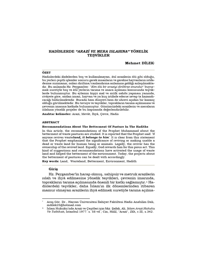 Hadislerde ___Arazi Ve Mera Islah__na___ Y__nelik Te__vikler[#61957]-52352 (1) | PDF