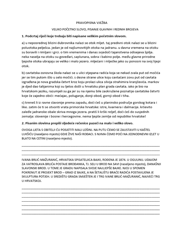 Pravopisna Vježba 6 | PDF