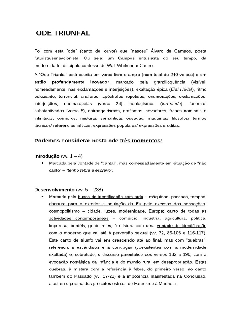 Ode Triunfal Analise | PDF