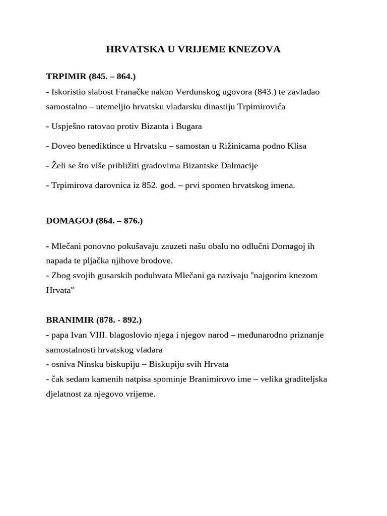 Hrvatska U Vrijeme Knezova | PDF