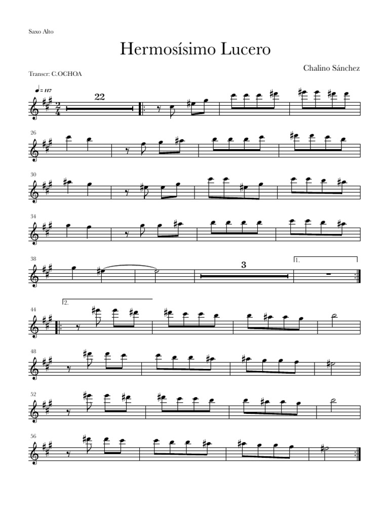 Hermosísimo Lucero - Sax Alto | PDF