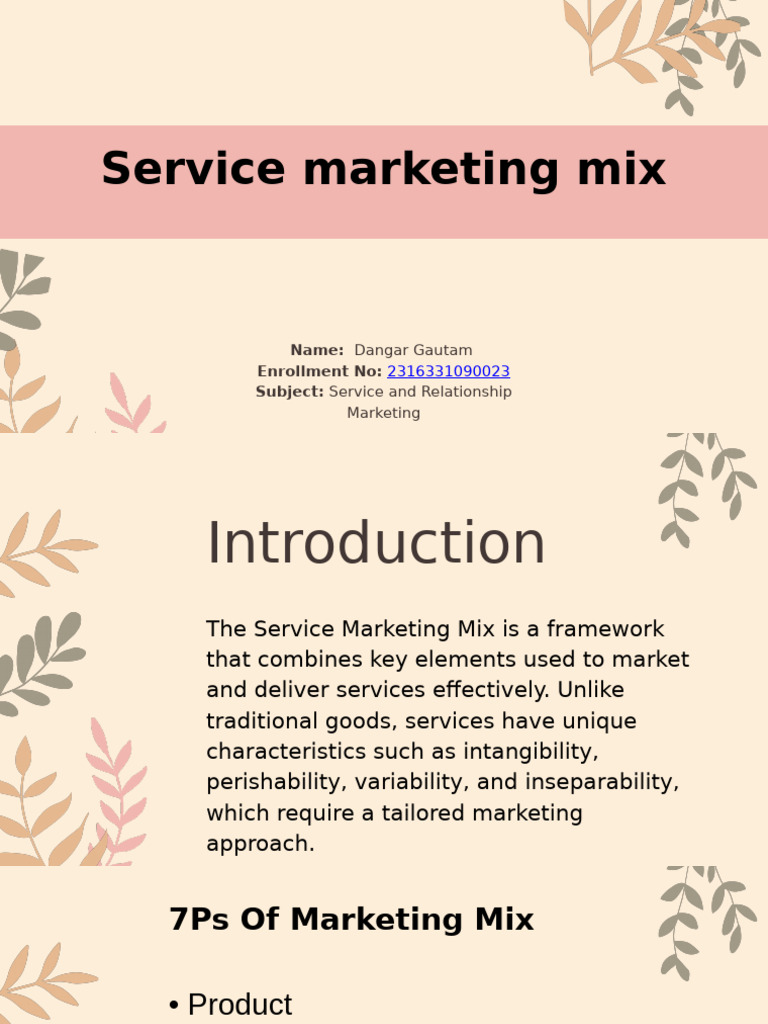 Understanding the Service Marketing Mix | PDF | Marketing | Goods