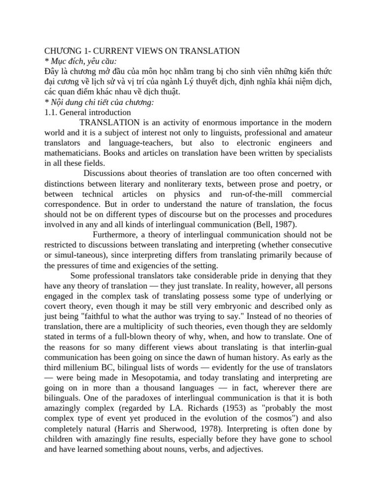 Chương 1 - Current Views On Translation | PDF | Translations | Linguistics