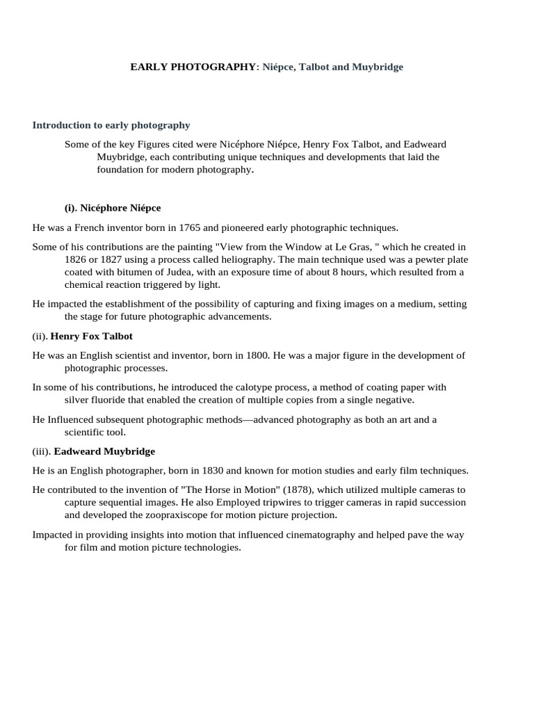 EARLY PHOTOGRAPHY - Edited | PDF