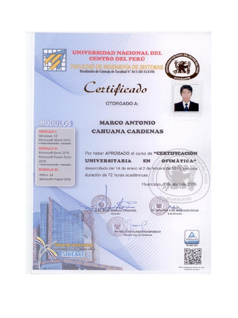 Certificado de Ofimatica | PDF