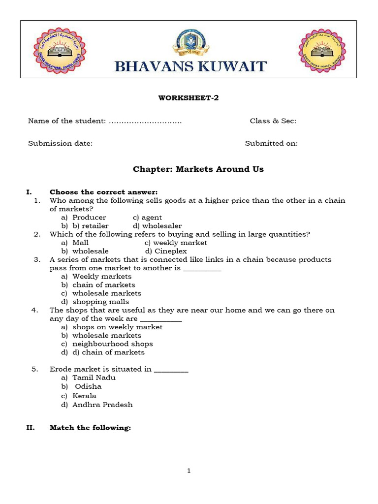 Worksheet.2-Markets Around Us | PDF | Retail | Financial Markets