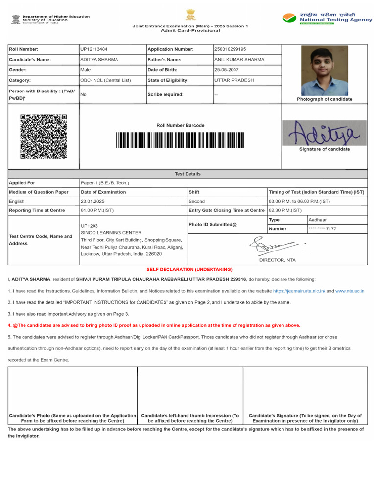 AdmitCard-250310299195 | PDF