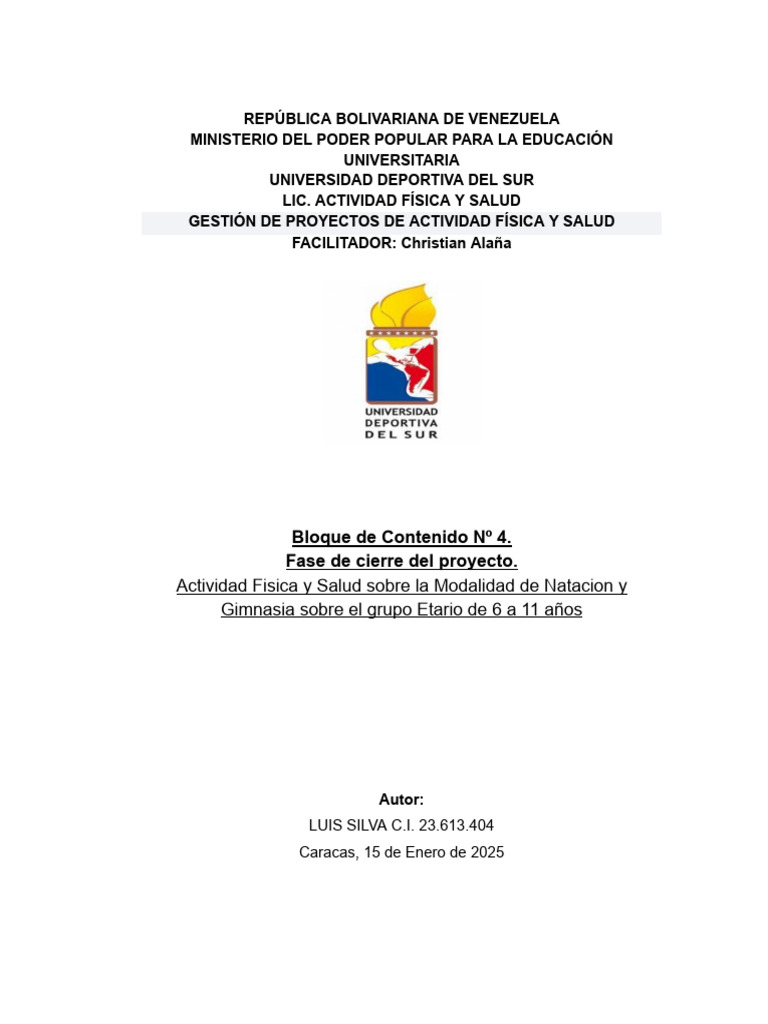 bloque fase de cierre GESTIÓN DE PROYECTOS DE ACTIVIDAD FÍSICA Y SALUD | PDF | Flexibilidad ...