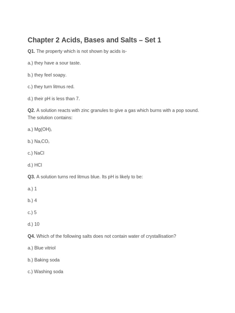 Chapter 2 Acids Bases and Salt | PDF | Acid | Ph