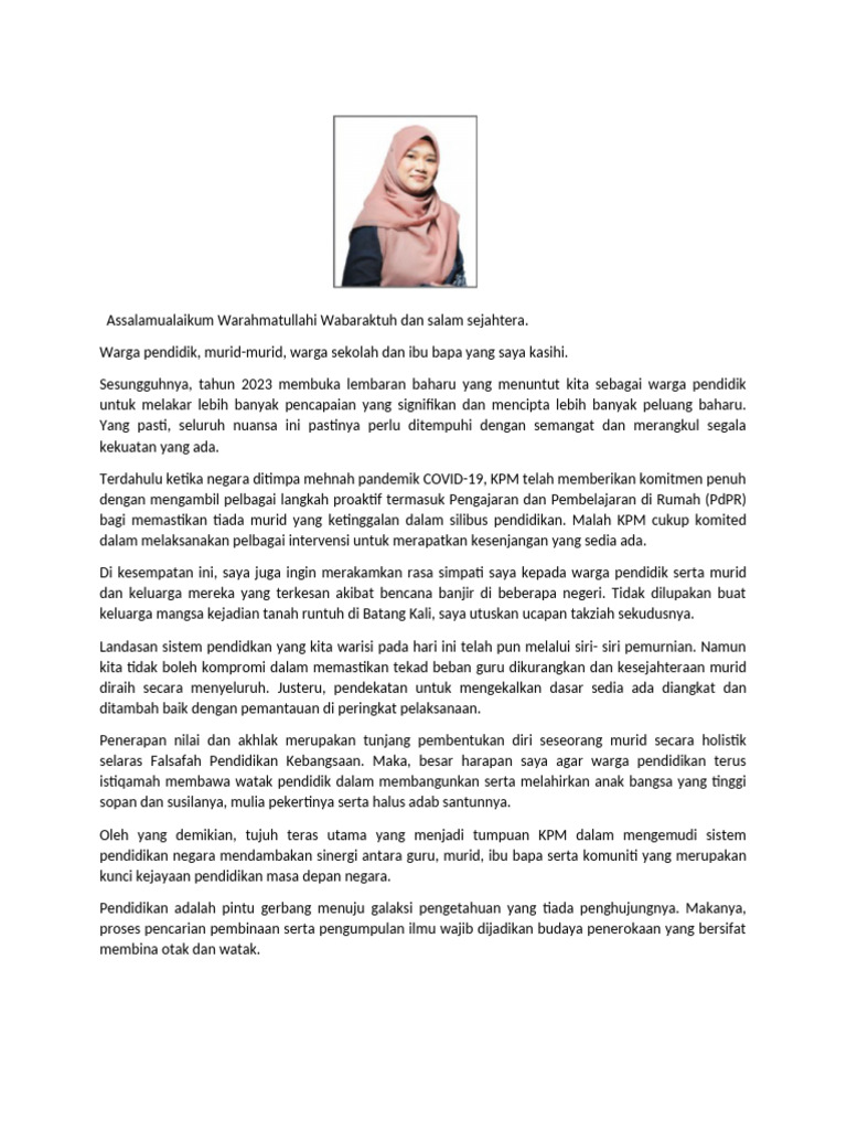 3.kata Aluan Menteri Pelajaran | PDF