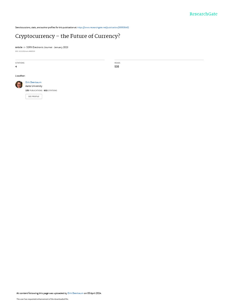 Cryptocurrency - The Future of Currency? | PDF | Cryptocurrency | Currency