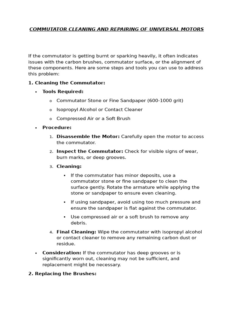 Commutator Cleaning and Repairing 09-08-2024 | PDF | Mechanical ...