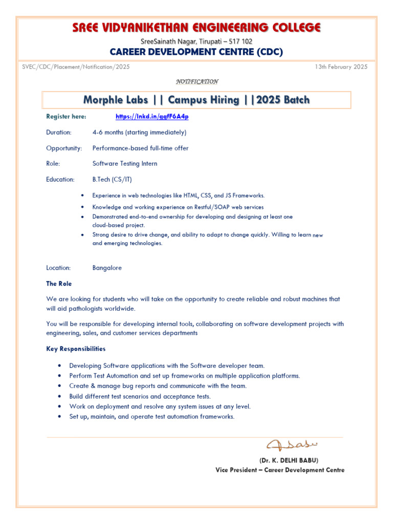 Morphle Labs Campus Hiring 2025 | PDF