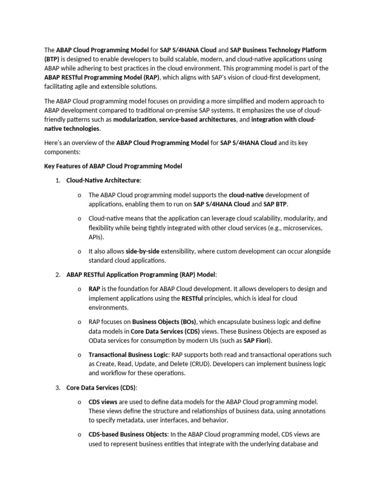 The ABAP Cloud Programming Model For SAP by DVK | PDF | Cloud Computing | Databases