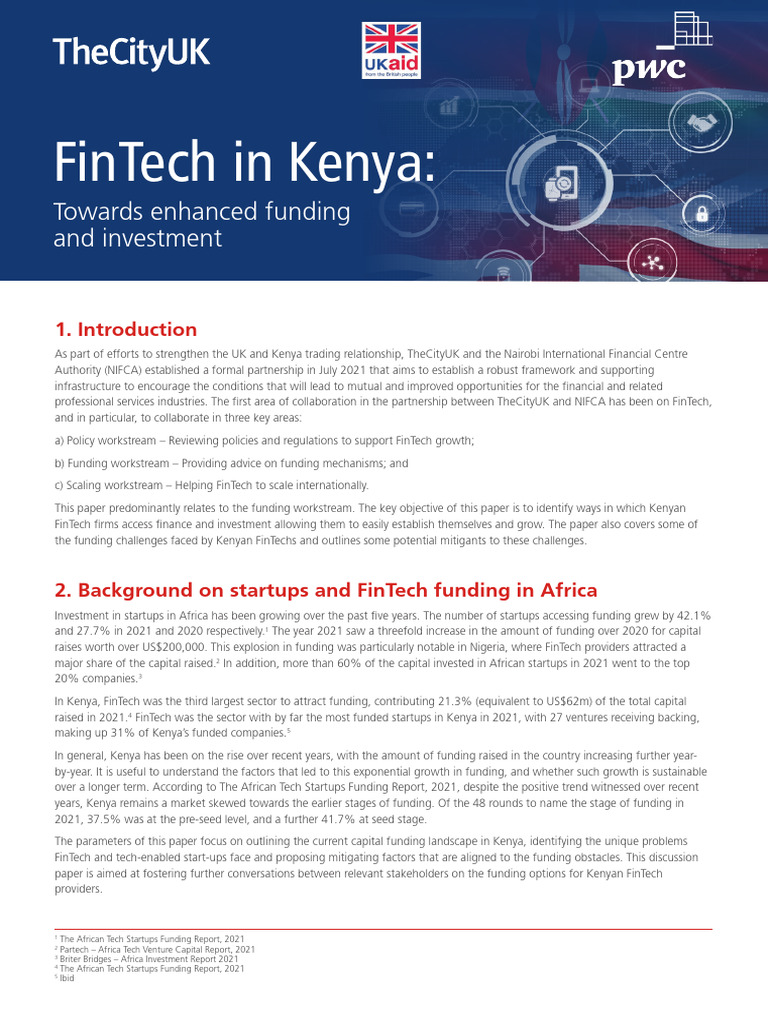 Fintech in Kenya Towards Enhanced Funding and Investment | PDF ...