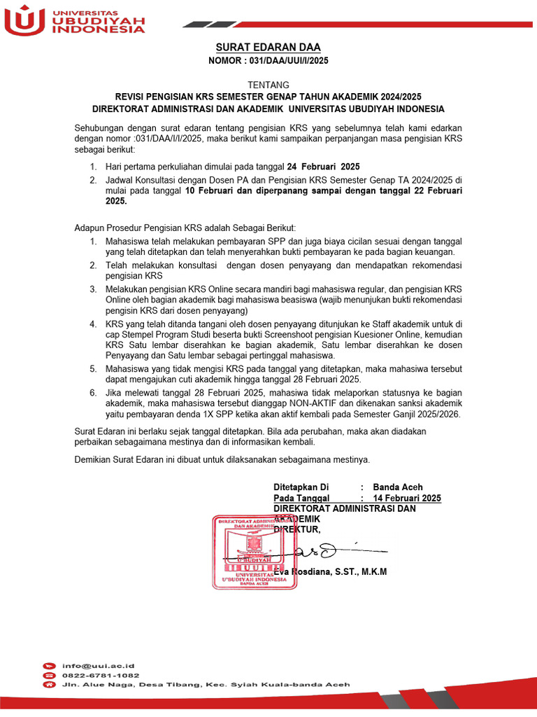 REVISI EDARAN PENGISIAN KRS | PDF