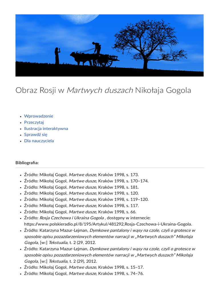Obraz Rosji W Martwych Duszach Nikolaja Gogola | PDF