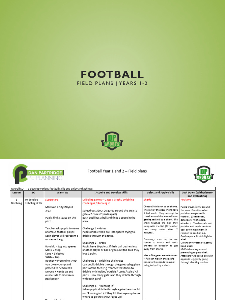 Football Skills Lesson Plans for Years 1-2 | PDF