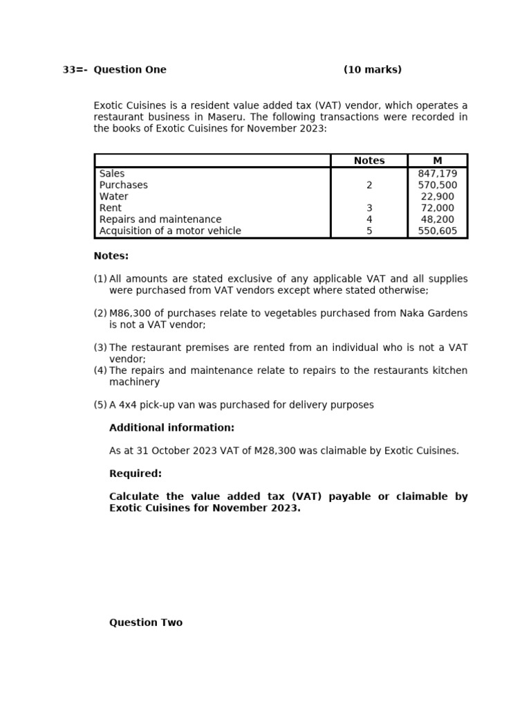 Vat and Chargeable Income PQ | PDF | Value Added Tax | Taxes