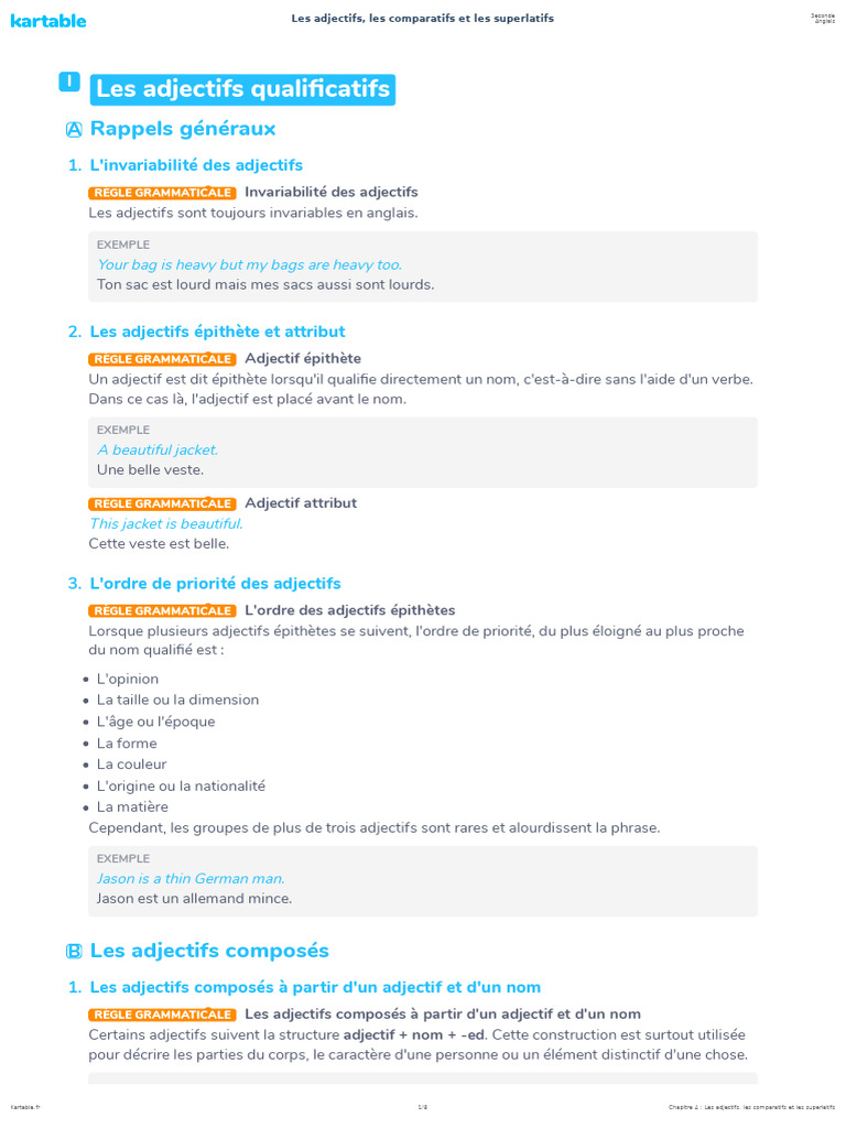 4 - Les Adjectifs Les Comparatifs Et Les Superlatifs | PDF | Nombre grammatical | Linguistique