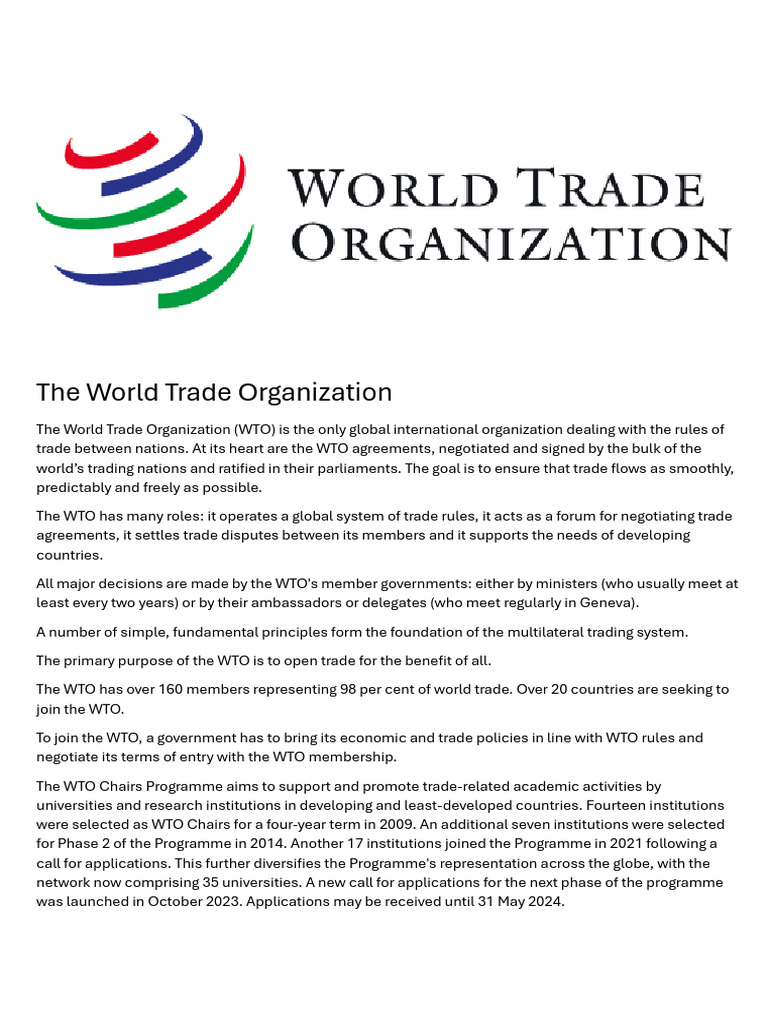 The World Trade Organization | PDF | International Relations | Global ...